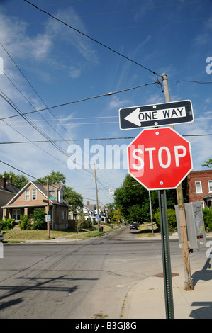 Mandatory stop traffic sign Stock Photo - Alamy