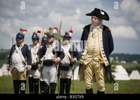 George Washington impersonator Dean Malissa inspecting troops at ...
