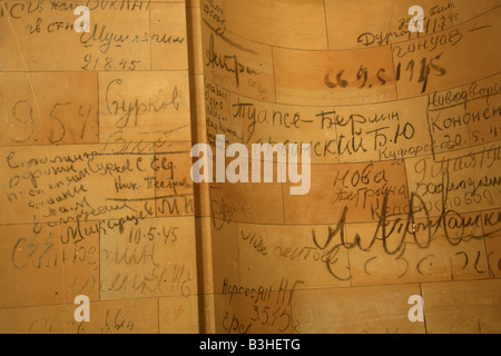 Graffiti of Soviet soldiers in the Reichstag, Berlin, Germany Stock ...