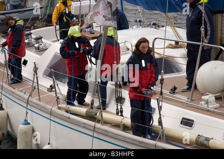 The Rona II sailing ship and young sailors at the Tall Ships race in ...