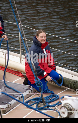 The Rona II sailing ship and young sailors at the Tall Ships race in ...