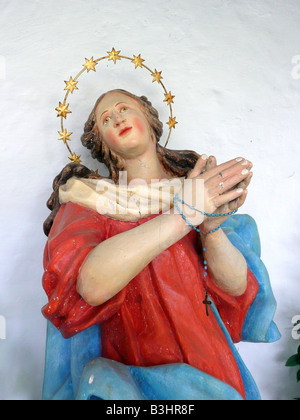 Virgin Mary statue in a chappel at the Heiligen Stein in Unterretzbach ...