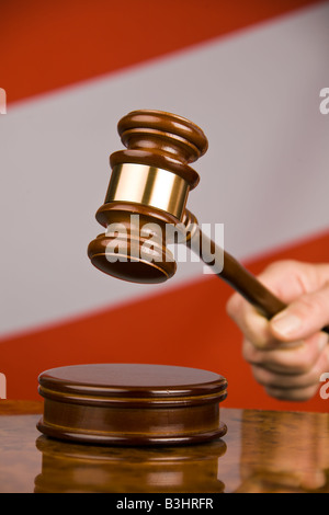Judges hammer and the flag of Austria. Law and Justice. Constitutional ...