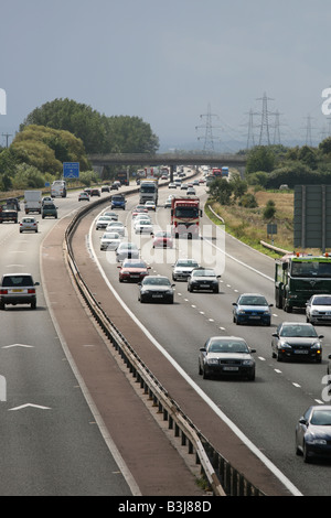 Keep apart 2 chevrons motorway road markings on M56, Cheshire,UK Stock ...