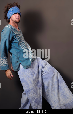 Crazy guy in funny clothes shoots himself on an old video camera Stock ...