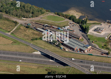 An aerial view of Chasewater in Staffordshire England with Chasewater ...