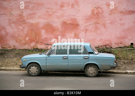 Old dirty blue Lada saloon car in Lviv or Lvov, Ukraine Stock Photo - Alamy