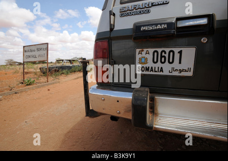 A Somali number plate on a land cruiser on the Kenyan Somali border ...
