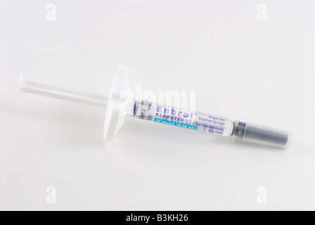 A pre filled syringe of Etanercept brand name Enbrel Stock Photo ...