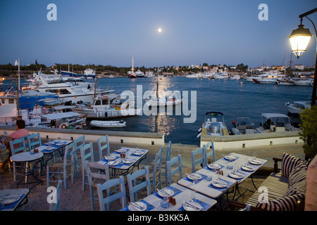 Old Harbour In Moonlight, Spetses, Greece Stock Photo - Alamy