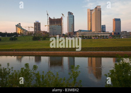 Snipiskes District Business District reflected in the Neris River at ...