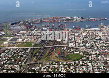 aerial view above Port of Veracruz Mexico and city center Stock Photo ...