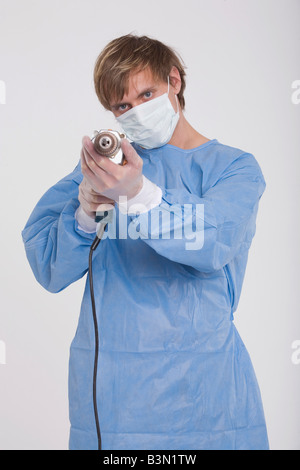 Young blond man holding power to the people banner smiling happy and ...