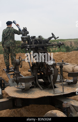 Scene from World War 2 Canon and its operator Stock Photo - Alamy