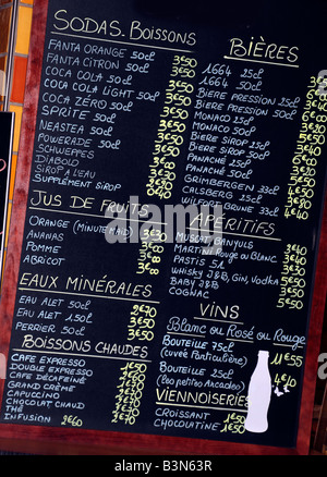 FRENCH DRINKS MENU BOARD Stock Photo - Alamy
