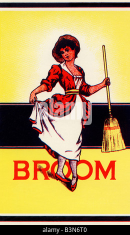 Dainty Woman Broom Label Stock Photo - Alamy