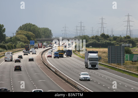 Keep apart 2 chevrons motorway road markings on M56, Cheshire,UK Stock ...