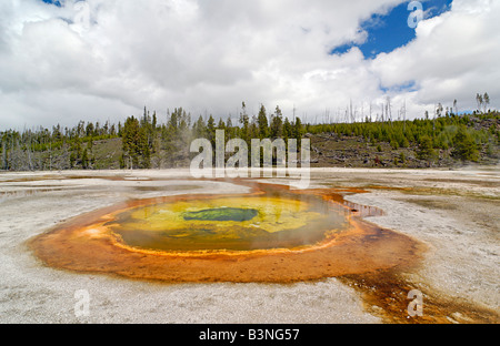 chromatic pool in yellowstone national park with beautiful vibrant ...