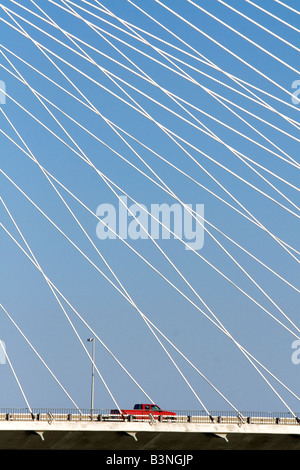 Cable Bridge crossing the Columbia River in Eastern Washington State ...