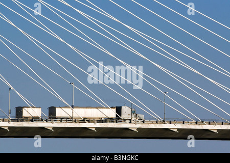 Long haul truck crossing bridge Stock Photo - Alamy