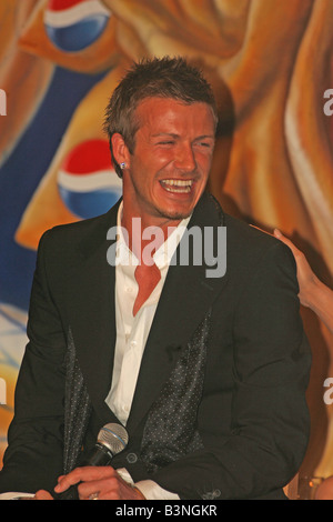 David Beckham at the launch of the new Pepsi ad in Madrid February 2005 ...