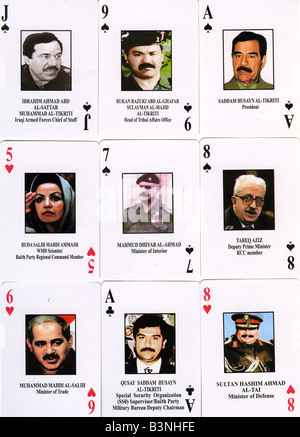 Saddam Hussein playing cards, Iraq war most wanted playing cards Stock ...