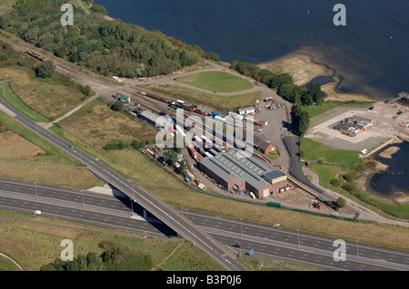 An aerial view of Chasewater in Staffordshire England with Chasewater ...