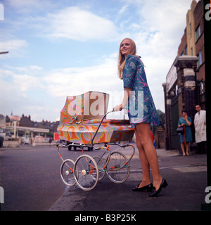Sixties Fashion 1960s clothing Pschedelic paisley pram with blonde ...