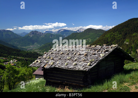Maso typical architecture, Valle dei Mocheni, Trentino Alto Adige ...