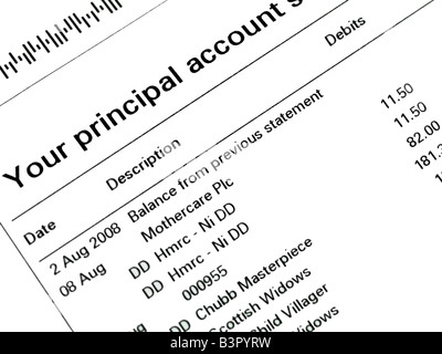 Direct Debit Entry on A Bank Statement Stock Photo - Alamy