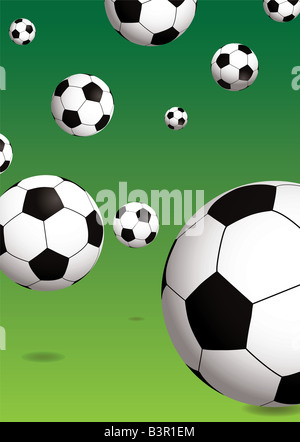 Bouncing football soccer ball on yellow background. 3D rendering Stock ...