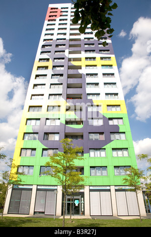 A Colorful tower block in the Freidrichstein area of Berlin Germany ...