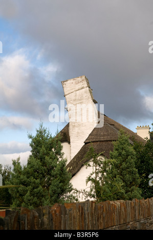Crooked Chimney old cottage Chillington Devon England Stock Photo - Alamy