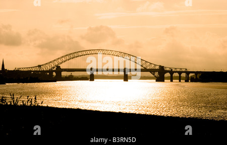 Runcorn Bridge in the evening Stock Photo - Alamy