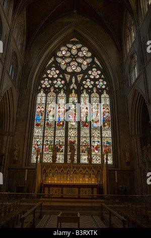 Stained glass window above the altar in Our Lady of the Rosary Catholic ...