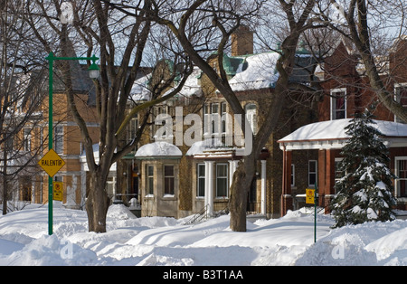 Houses of Outremont covered in snow in Winter, Montreal Stock Photo - Alamy