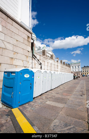 Row of portable toilets Helsinki Finland Stock Photo - Alamy