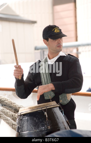 Drummer on the Uruguayan sailing ship the Capitan Miranda at the Tall ...