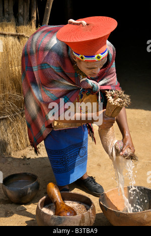 Zulu Woman Making Beer, Shakaland Zulu Village, Nkwalini Valley ...