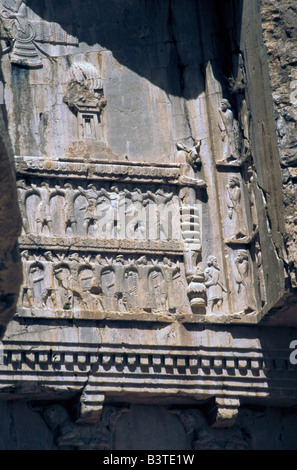 Asia, Iran, Naqsh-e Rustam. Detail of the Tomb of Xerxes Stock Photo ...