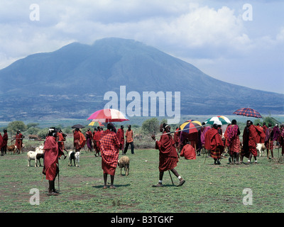 Tanzania, Northern Tanzania, Engaruka. A colourful Maasai livestock ...