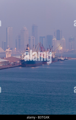 Qatar, Ad Dawhah, Doha. Doha Port and West Bay Area / Dawn Stock Photo ...