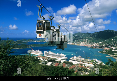 Caribbean, St. Thomas, USVI. Cable car at Heavensight in Charlotte ...
