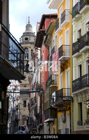 Spain, Pamplona (aka Iruna). Historic homes around Plaza del Castillo ...