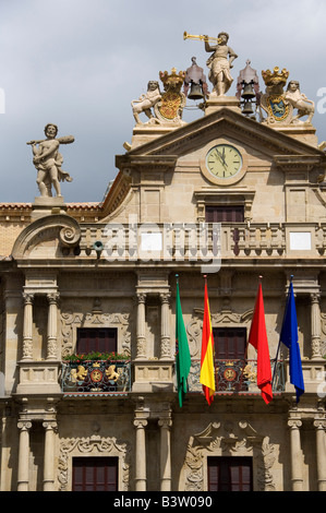 Spain, Pamplona (aka Iruna). Historic homes around Plaza del Castillo ...