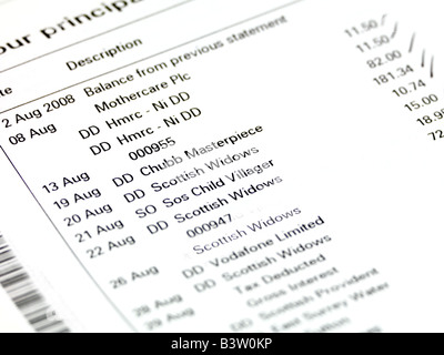 Direct Debit Entry on A Bank Statement Stock Photo - Alamy