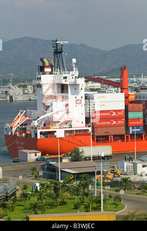 Mexico, Colima, Manzanillo. Manzanillo Container Cargo Port Stock Photo ...
