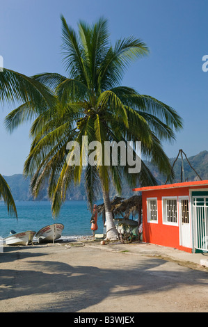 Mexico, Jalisco, Cuastecomates. Playa Cuastecomates / Beach Overview ...