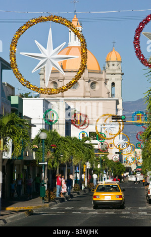 Mexico, Colima, Colima City. Cathedral and Holiday Decorations Stock ...