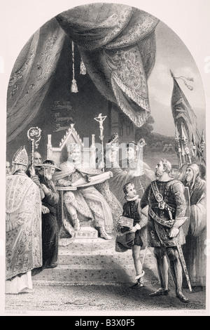 Illustration Of King John Sealing The Magna Carta Illustration By A.S ...